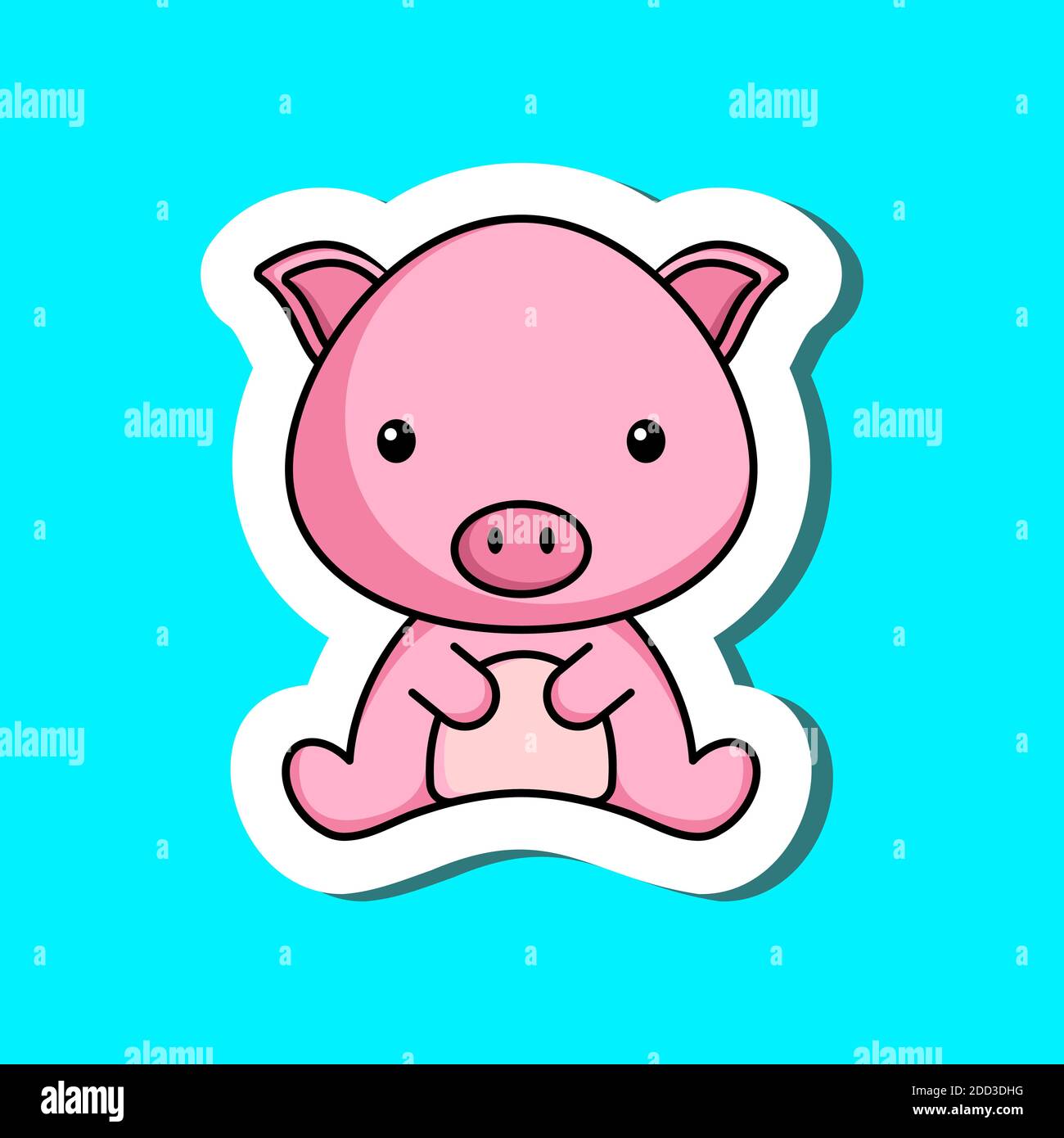 Cute cartoon sticker little pig logo template. Mascot animal character ...