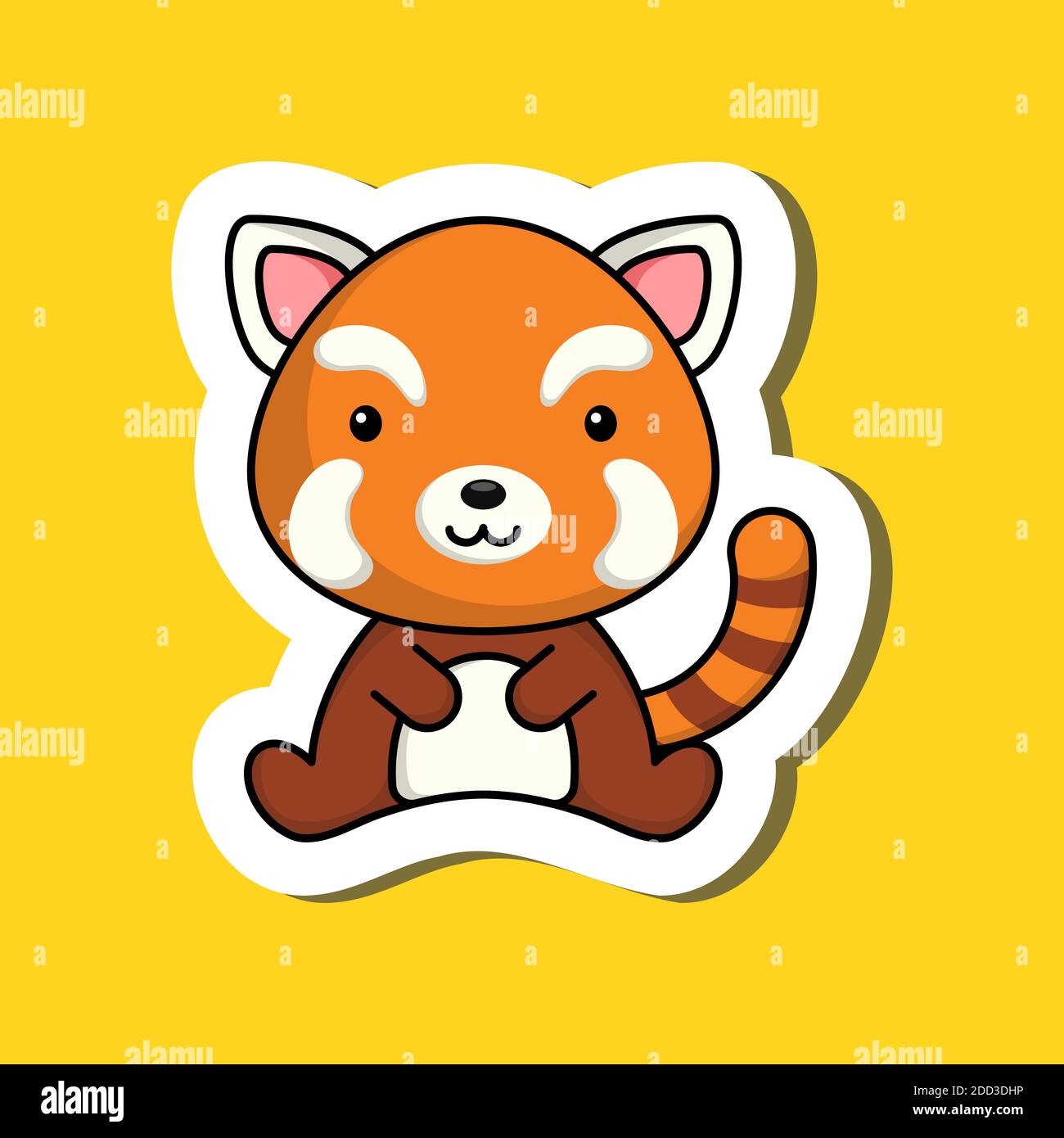Cute cartoon sticker little panda logo template. Mascot animal ...