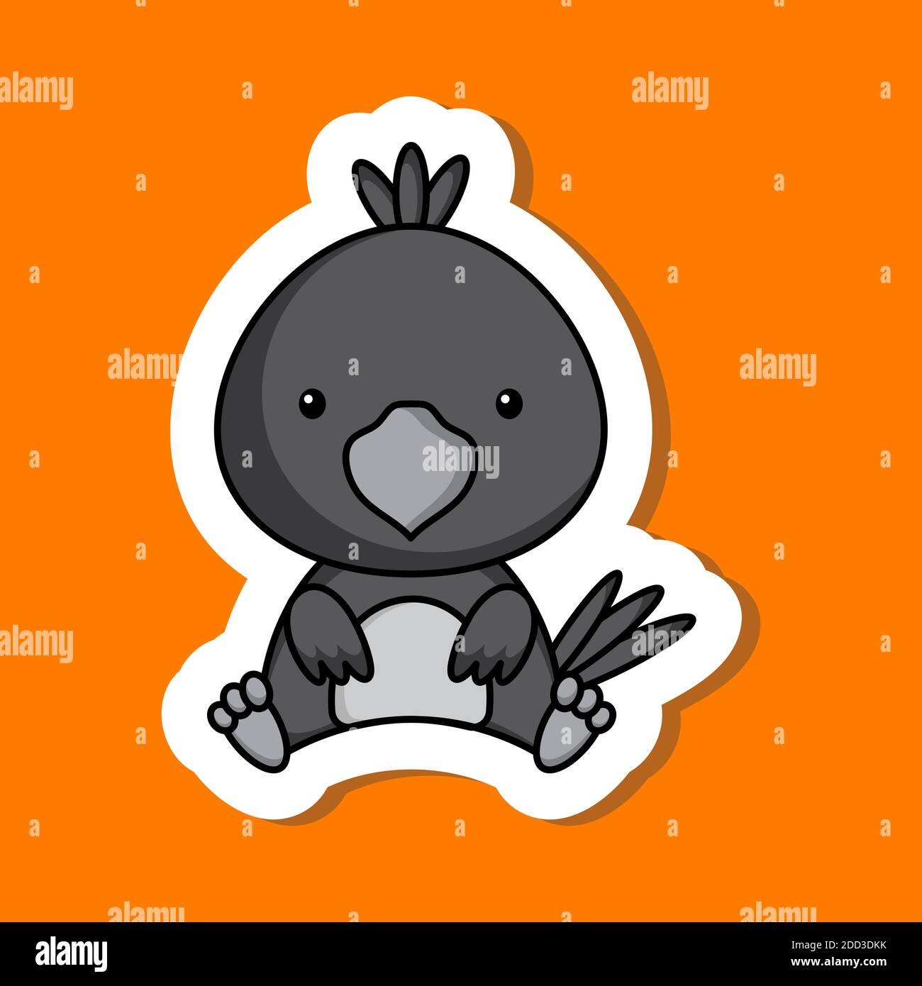 Cute cartoon sticker little raven logo template. Mascot animal ...