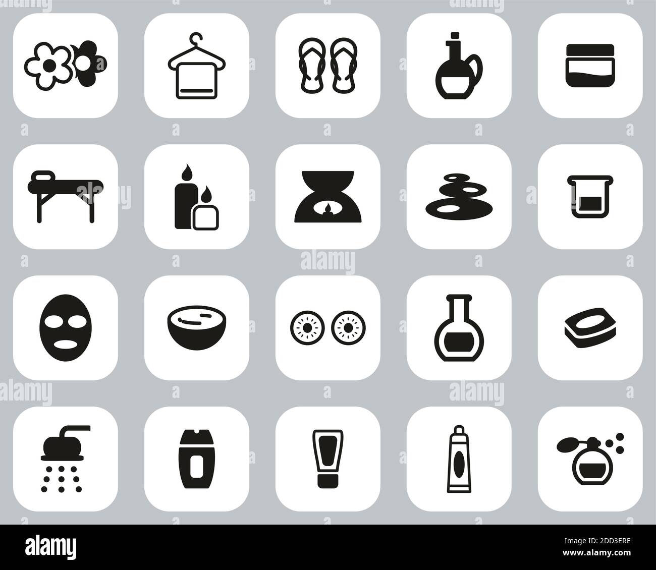 Spa & Wellness Icons Black & White Flat Design Set Big Stock Vector ...