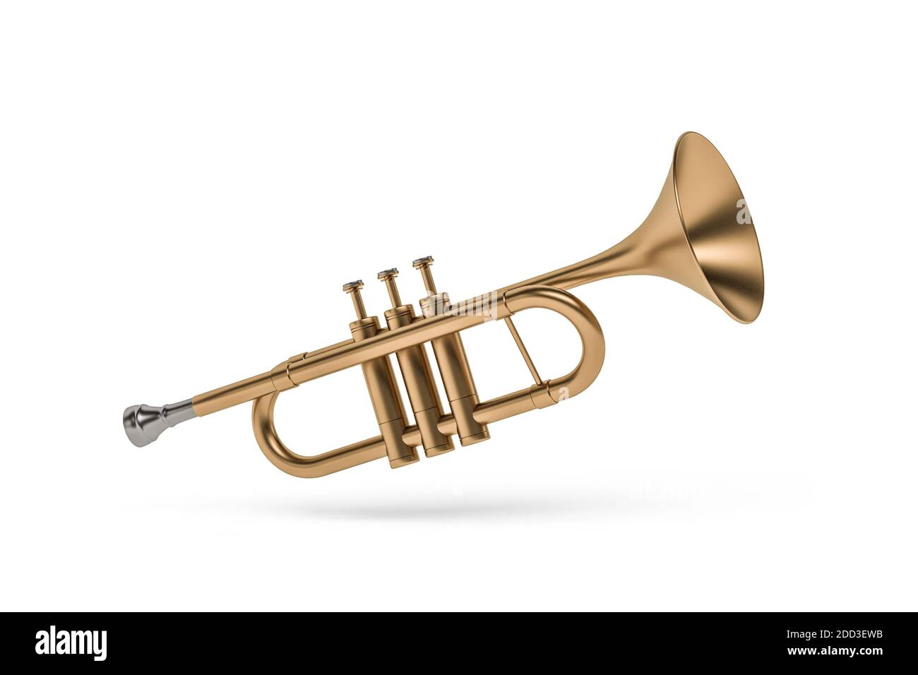 Brass trumpet isolated on white background - 3d render Stock Photo - Alamy