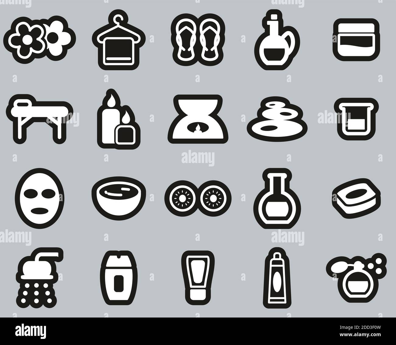 Spa & Wellness Icons White On White Sticker Set Big Stock Vector Image ...