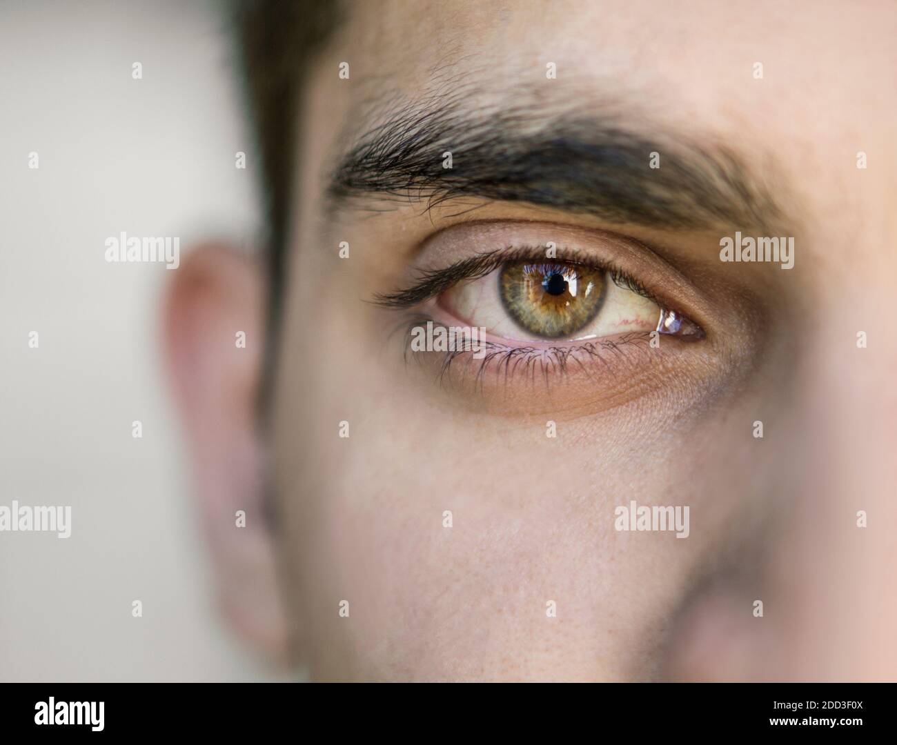 Closed frame of the man's face. View from the eyes Stock Photo - Alamy