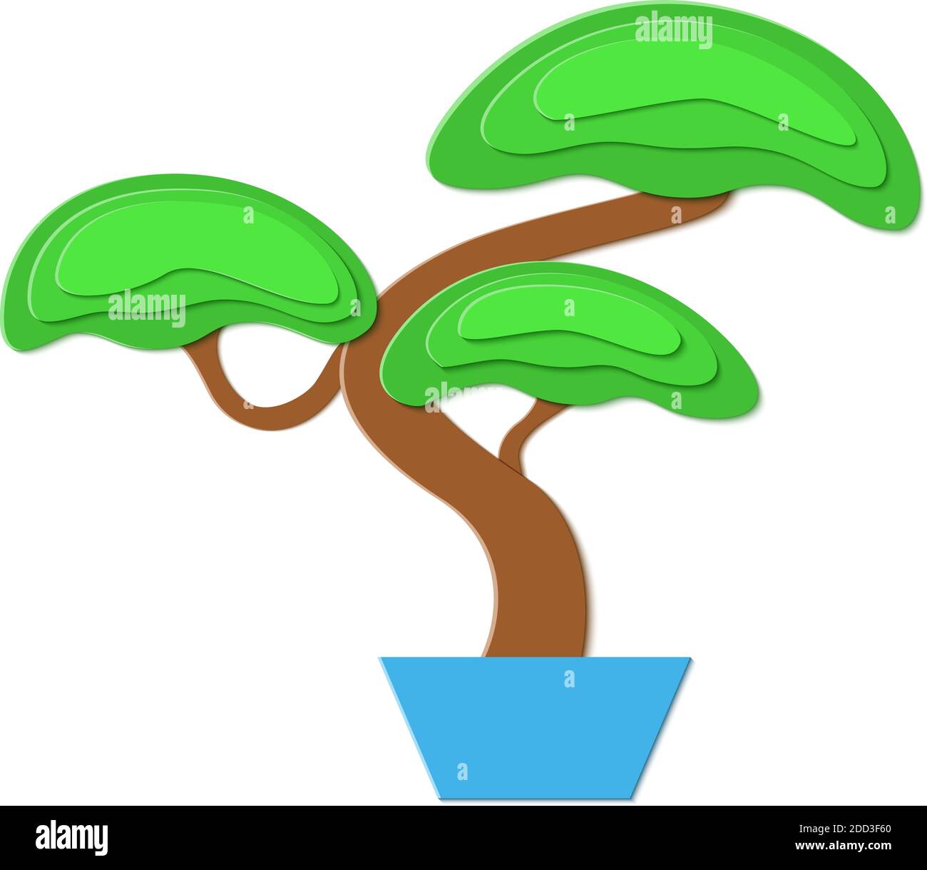 Bonsai tree in paper cut style isolated on white background. Asian ...