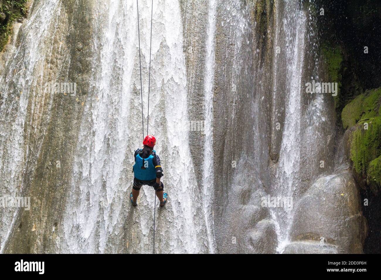 Filipino waterfall rapelling in Bicol, Philippines Stock Photo - Alamy