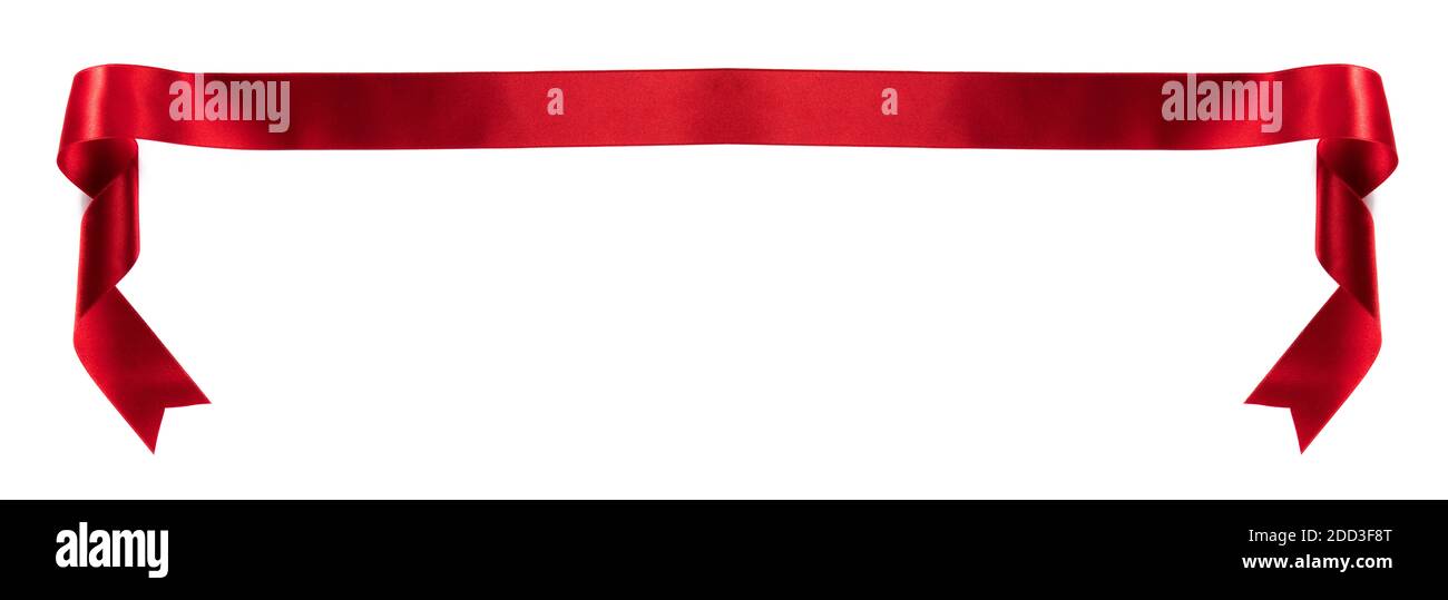 Red satin ribbon banner isolated on white background Stock Photo - Alamy