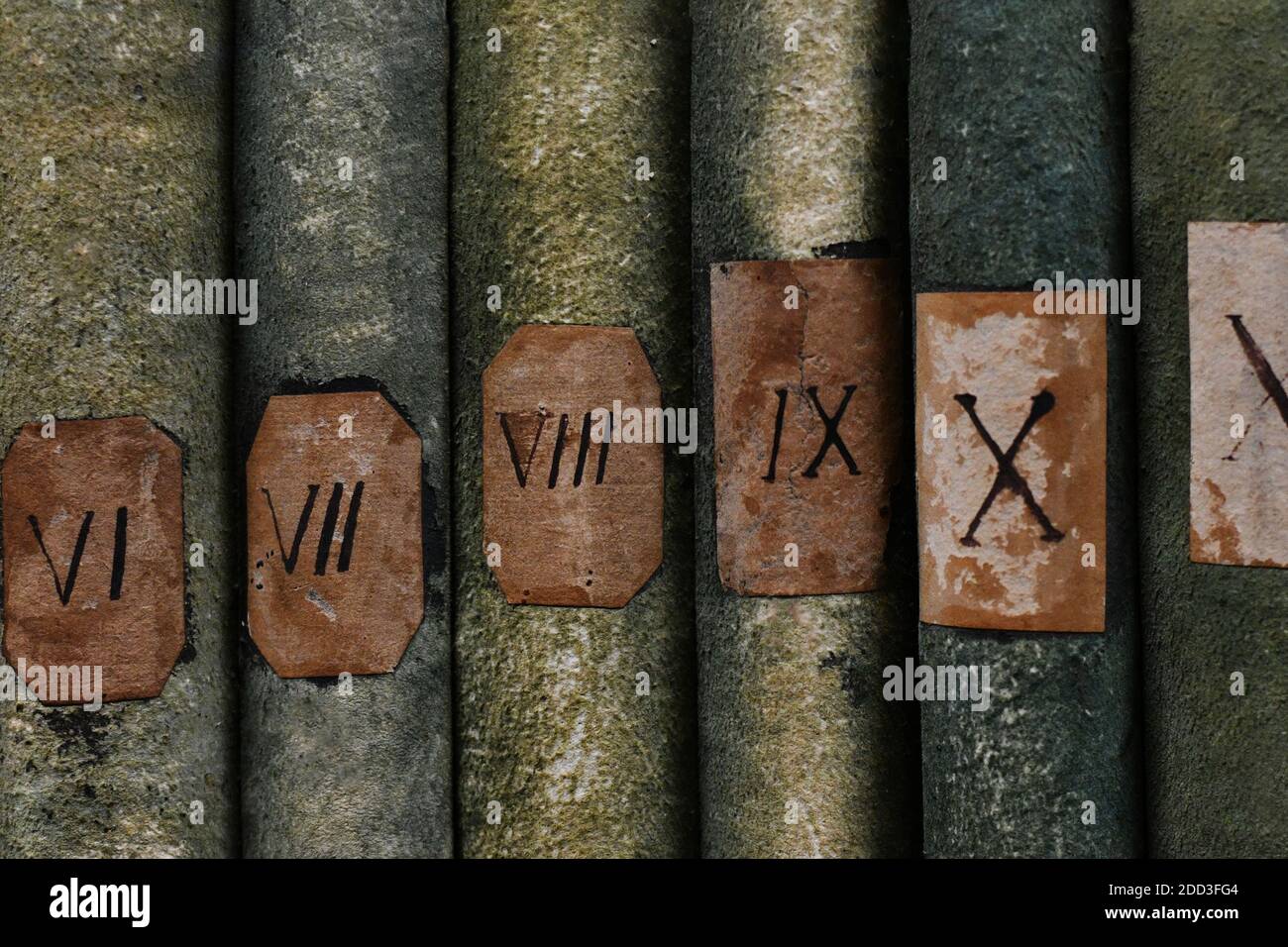Old books with Roman numerals in the library Stock Photo - Alamy