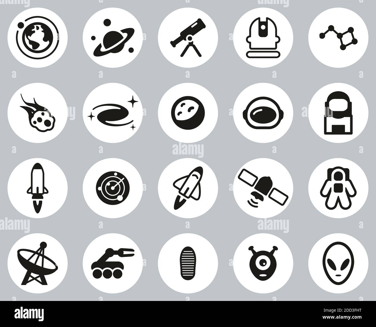 Space Or Space Mission Icons Black & White Flat Design Circle Set Big Stock Vector Image & Art ...