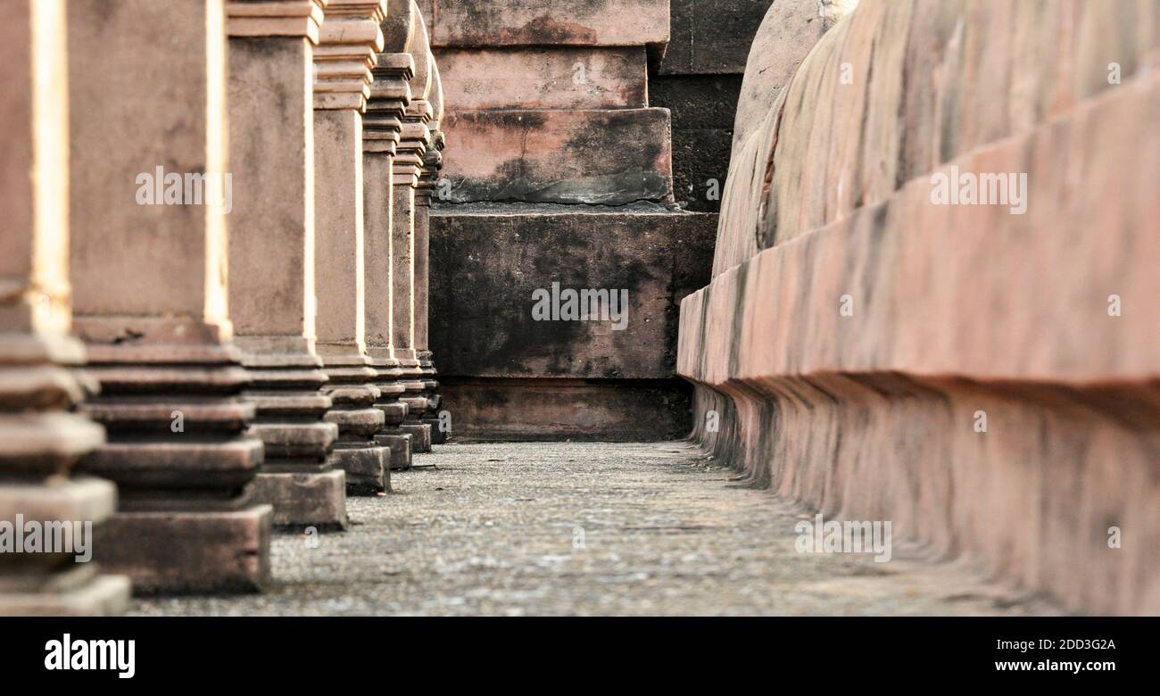 Old pillars of ruined building in ancient city - Thailand Stock Photo ...