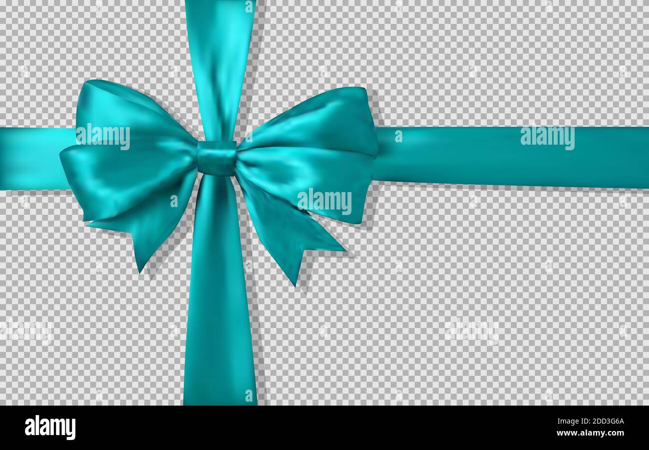 Realistic Turquoise Gift Bow on a transparent background. Isolated ...