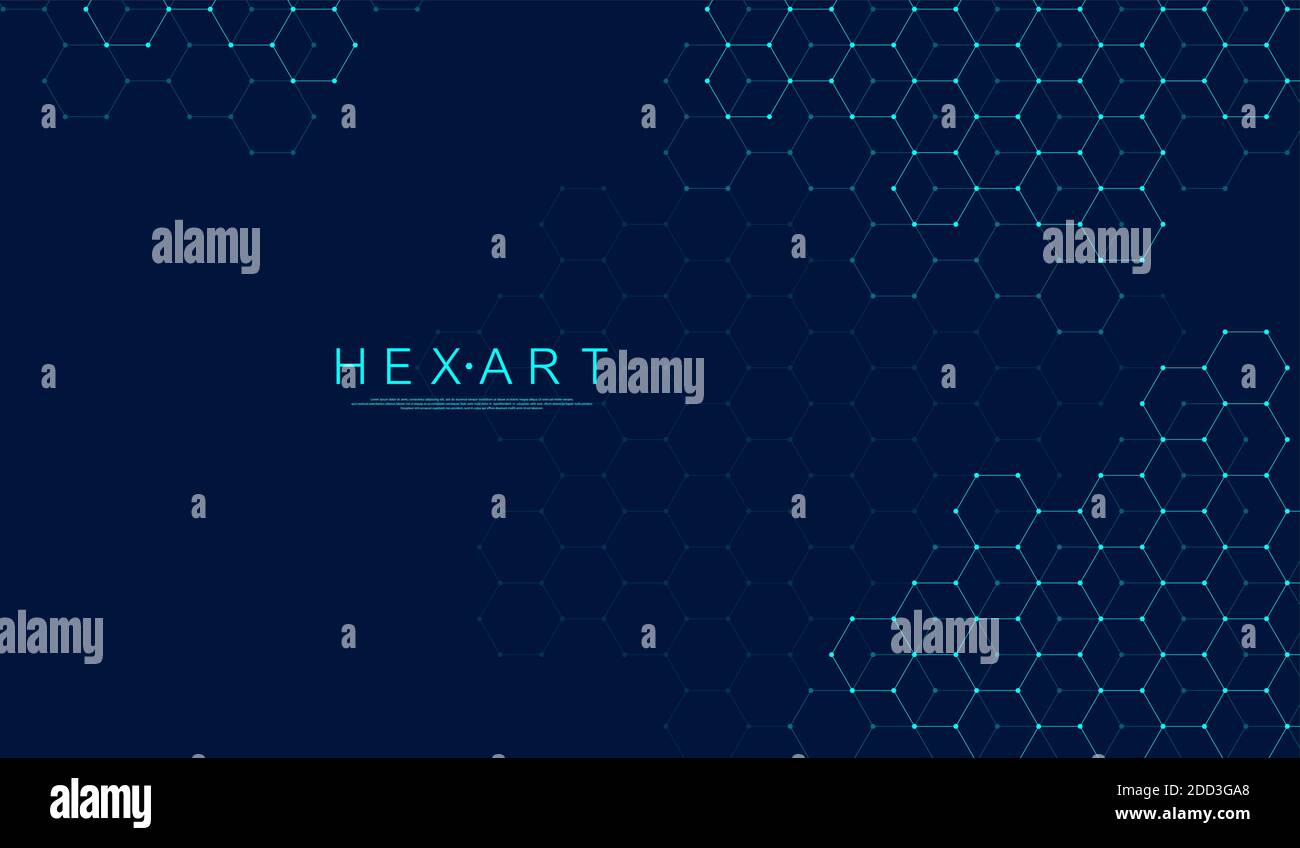 Technology abstract lines and dots connect background with hexagons ...