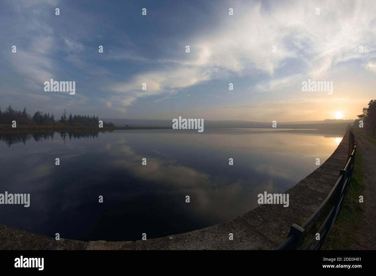 Middle reservoir at redmires reservoirs near sheffield, flat calm at ...