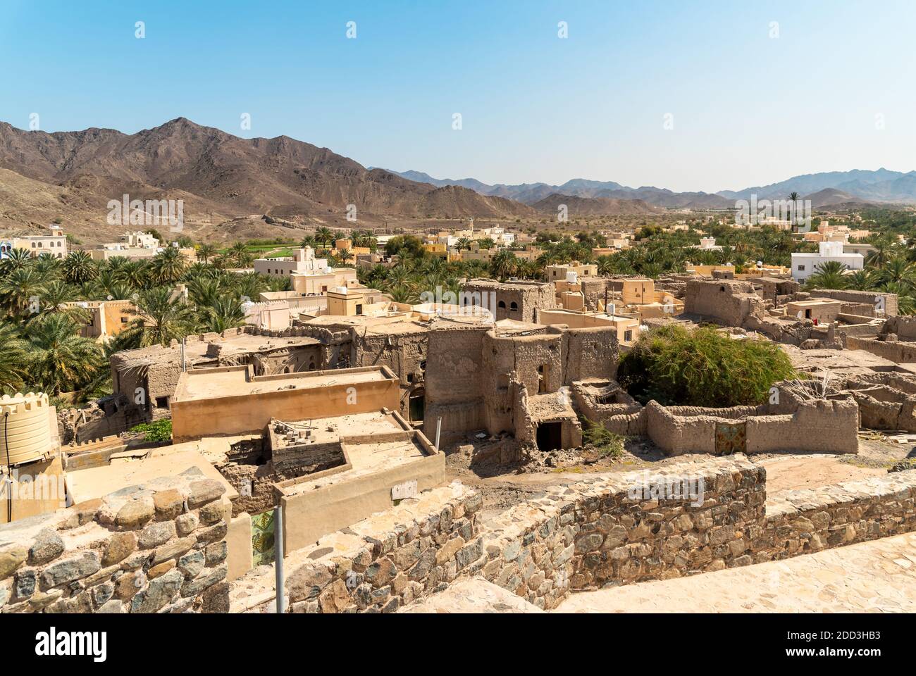 View of Bahla old town at the foot of the Djebel Akhdar in Sultanate of ...