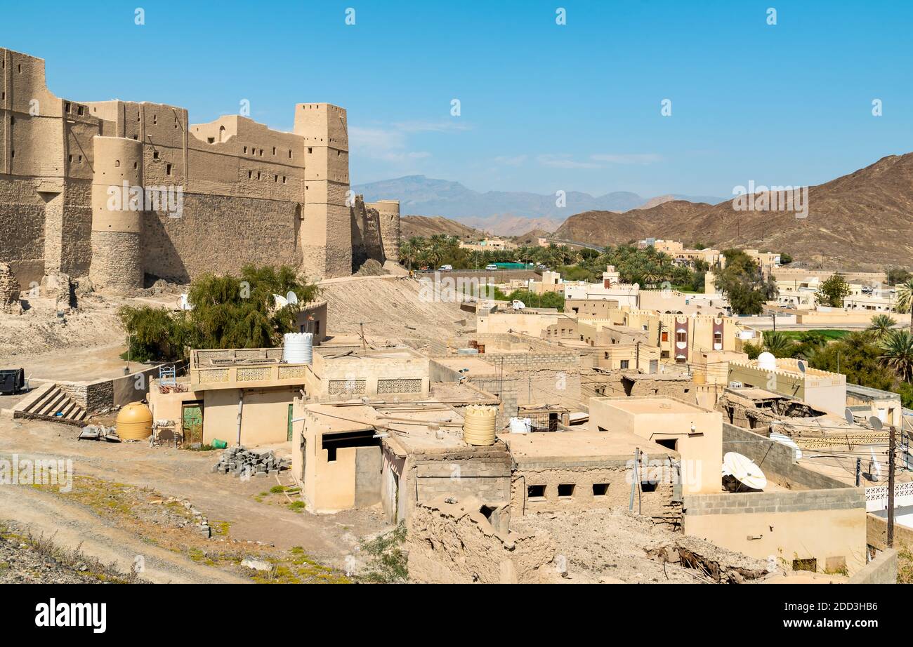 View of Bahla Fort and old town at the foot of the Djebel Akhdar in ...