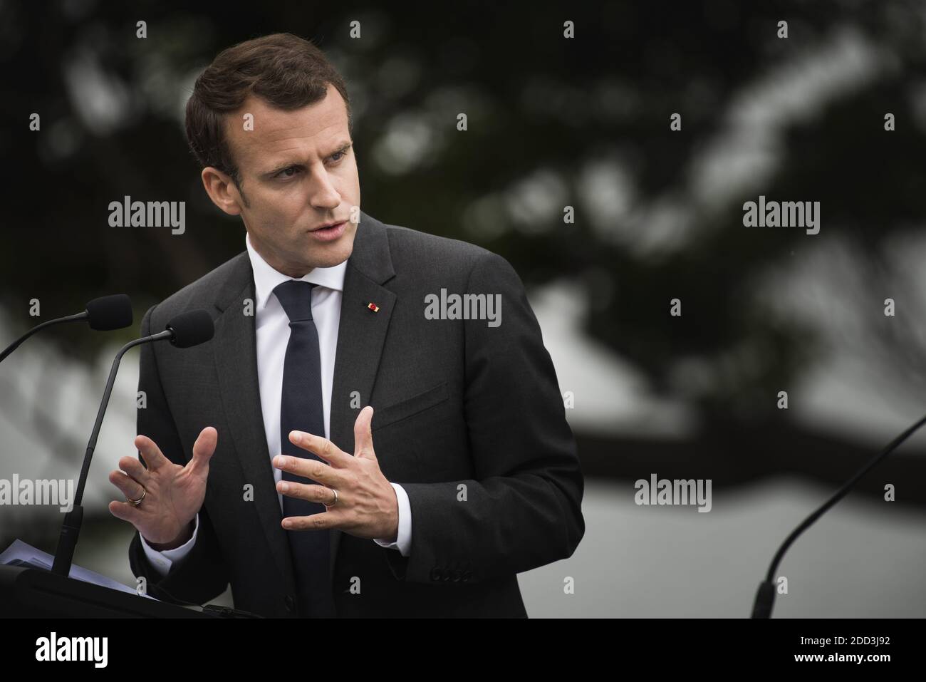 French president Emmanuel Macron delivers a speech during a press ...