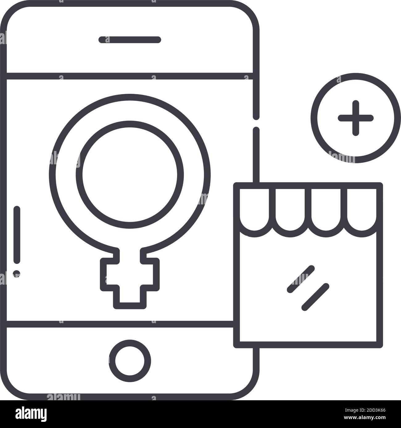 Female customer icon, linear isolated illustration, thin line vector ...