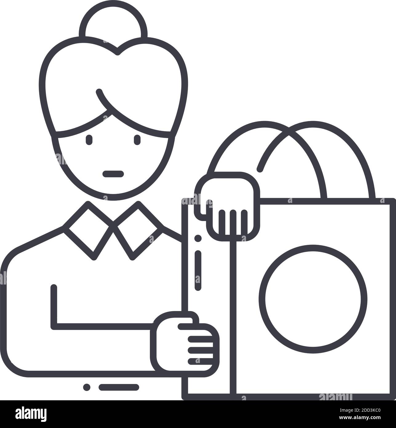Female customer concept icon, linear isolated illustration, thin line ...