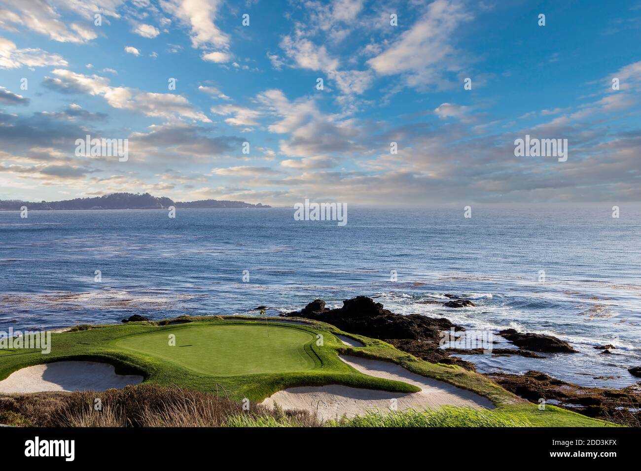 A view of Pebble Beach golf course, hole 7, Monterey, California, USA ...