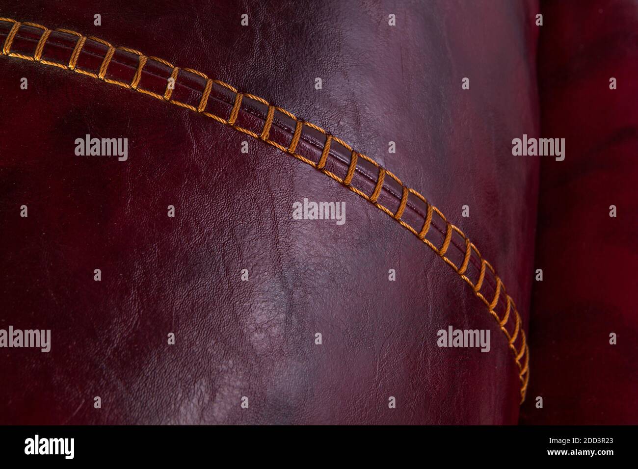 Machine stitch on leather fabric close up macro Stock Photo - Alamy