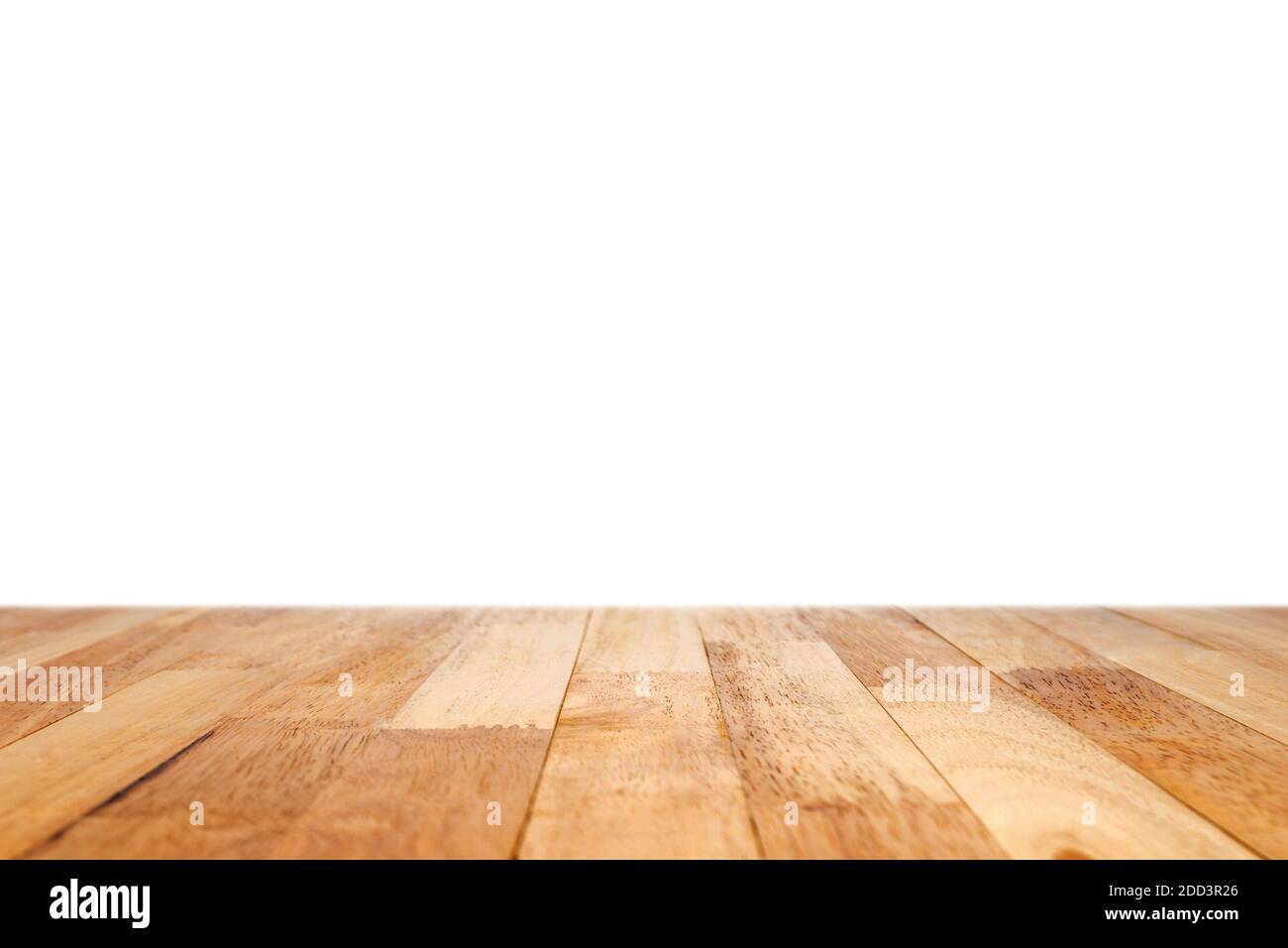 Wood table top on white background - can be used for montage or display ...