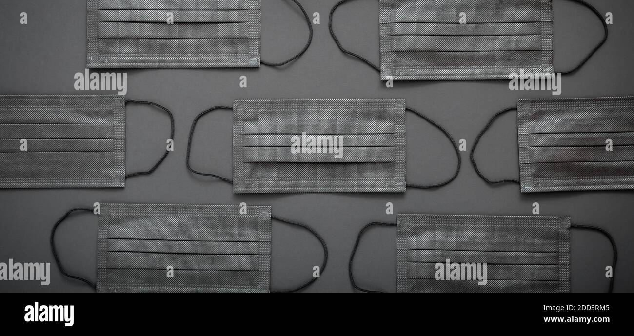 Black medical face mask pattern. Protective face disposable surgical ...