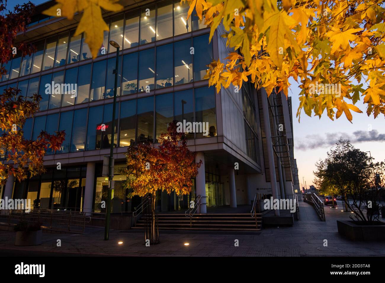 Autumn trees outside Loxley House on Station Street in Nottingham City ...