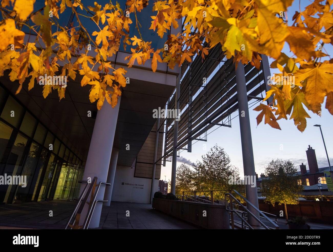 Autumn trees outside Loxley House on Station Street in Nottingham City ...