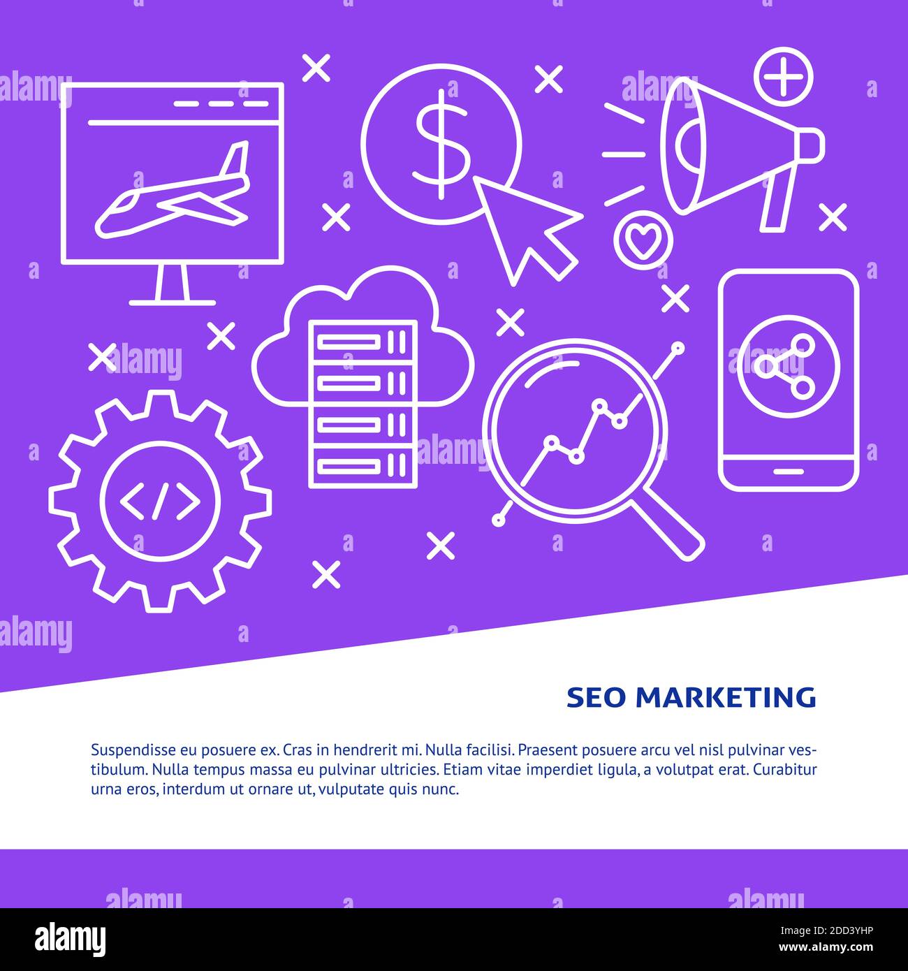 SEO marketing poster with place for text. Banner with search engine ...