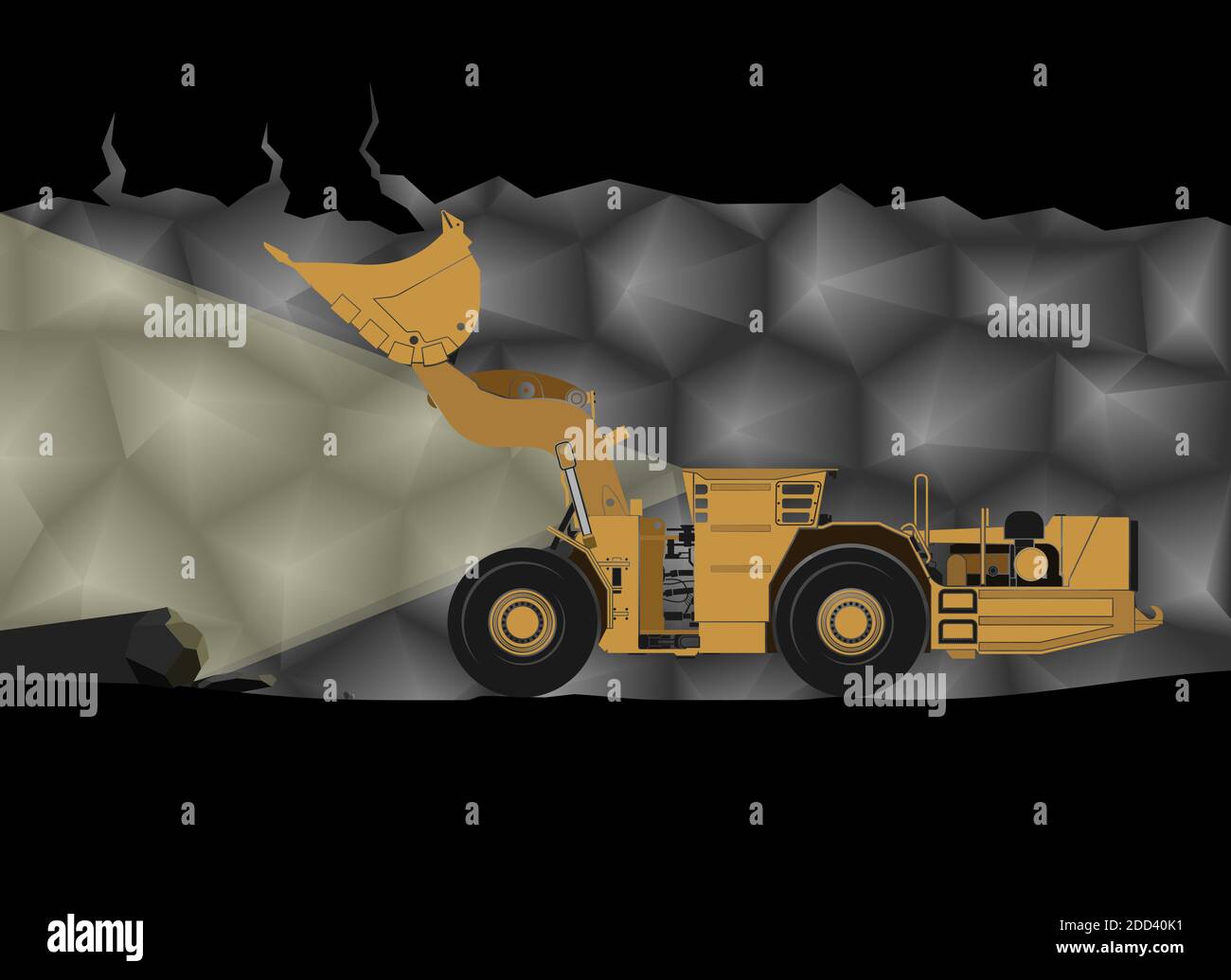 Realistic color icon of a loading and delivery vehicle in a mine ...