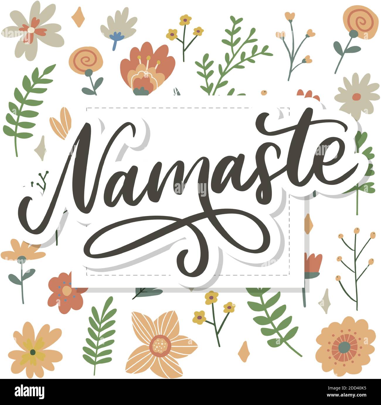 Hand drawn namaste card. Hello in hindi. Ink illustration. Hand drawn ...