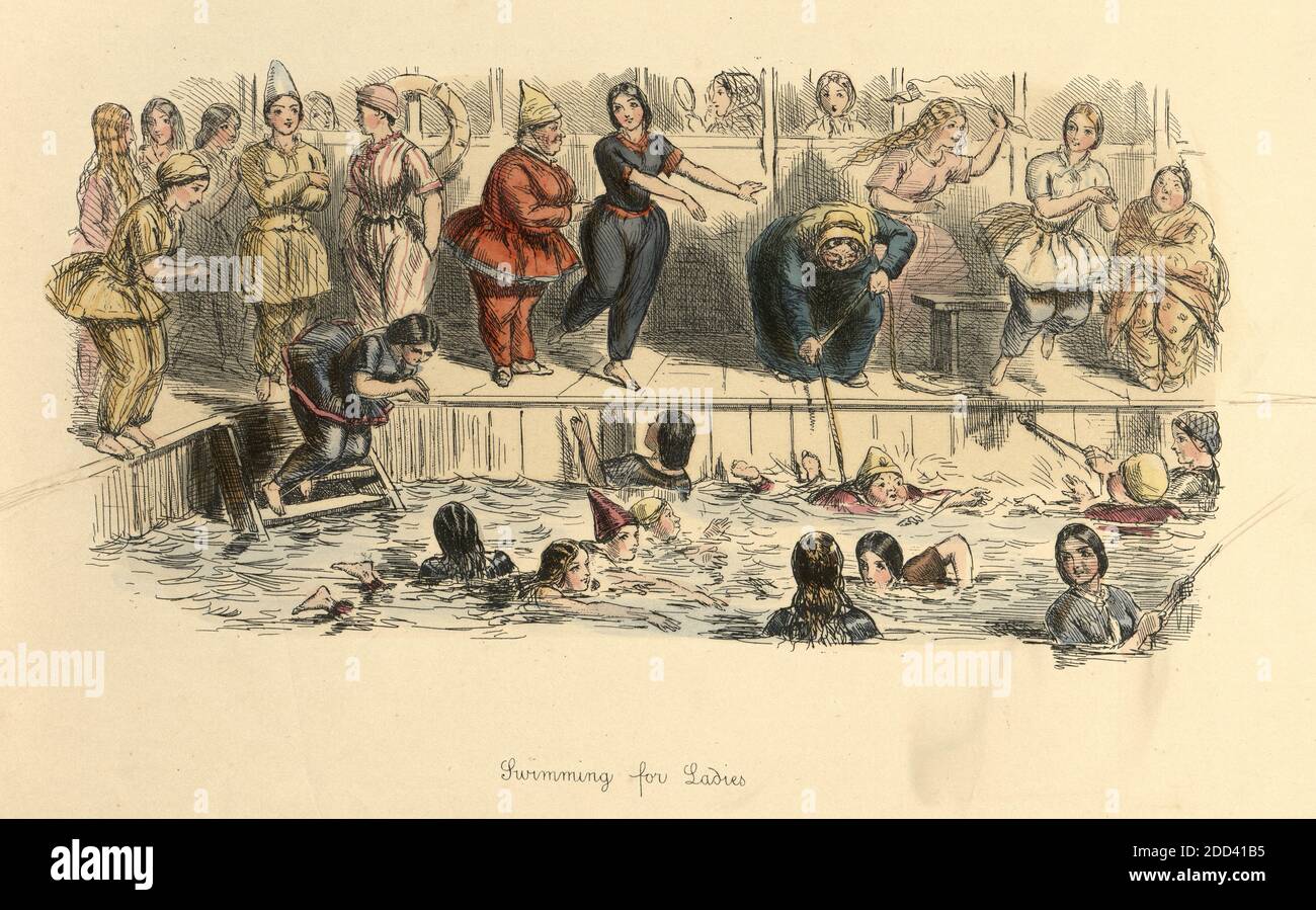 Vintage Swimming Pool Cartoons Swimming Pool Canvas Art Print