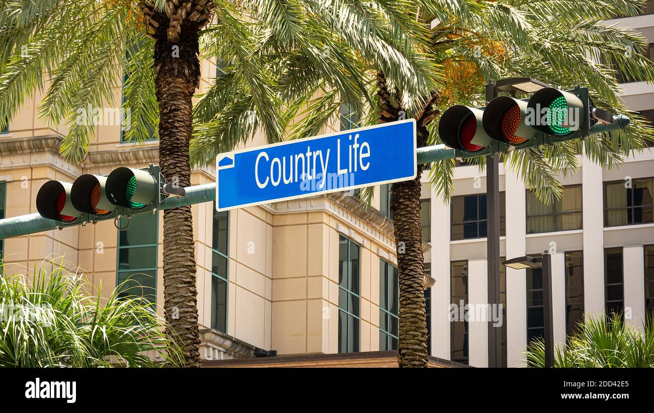 Street Sign the Direction Way to Country Life Stock Photo - Alamy