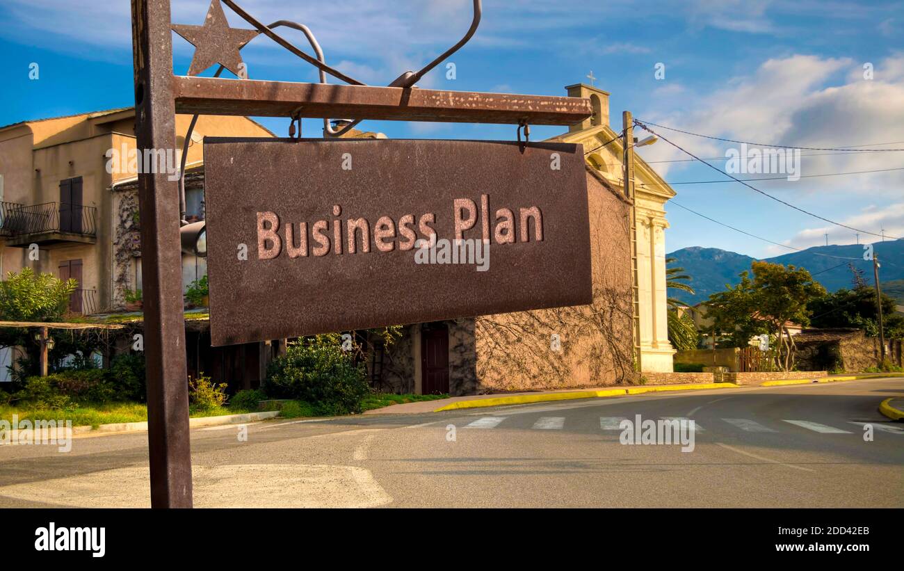 Street Sign the Direction Way to Business Plan Stock Photo - Alamy
