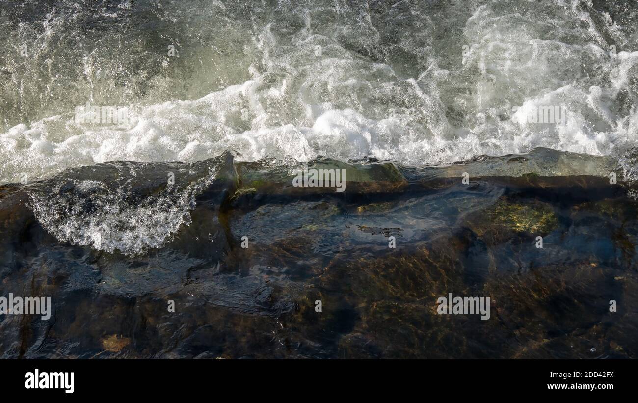 View of a water threshold on the Wiese river Stock Photo - Alamy