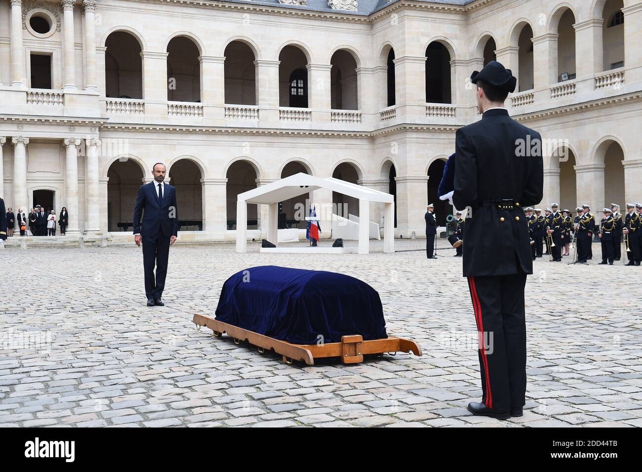 French prime minister Edouard Philippe during a funeral military ...