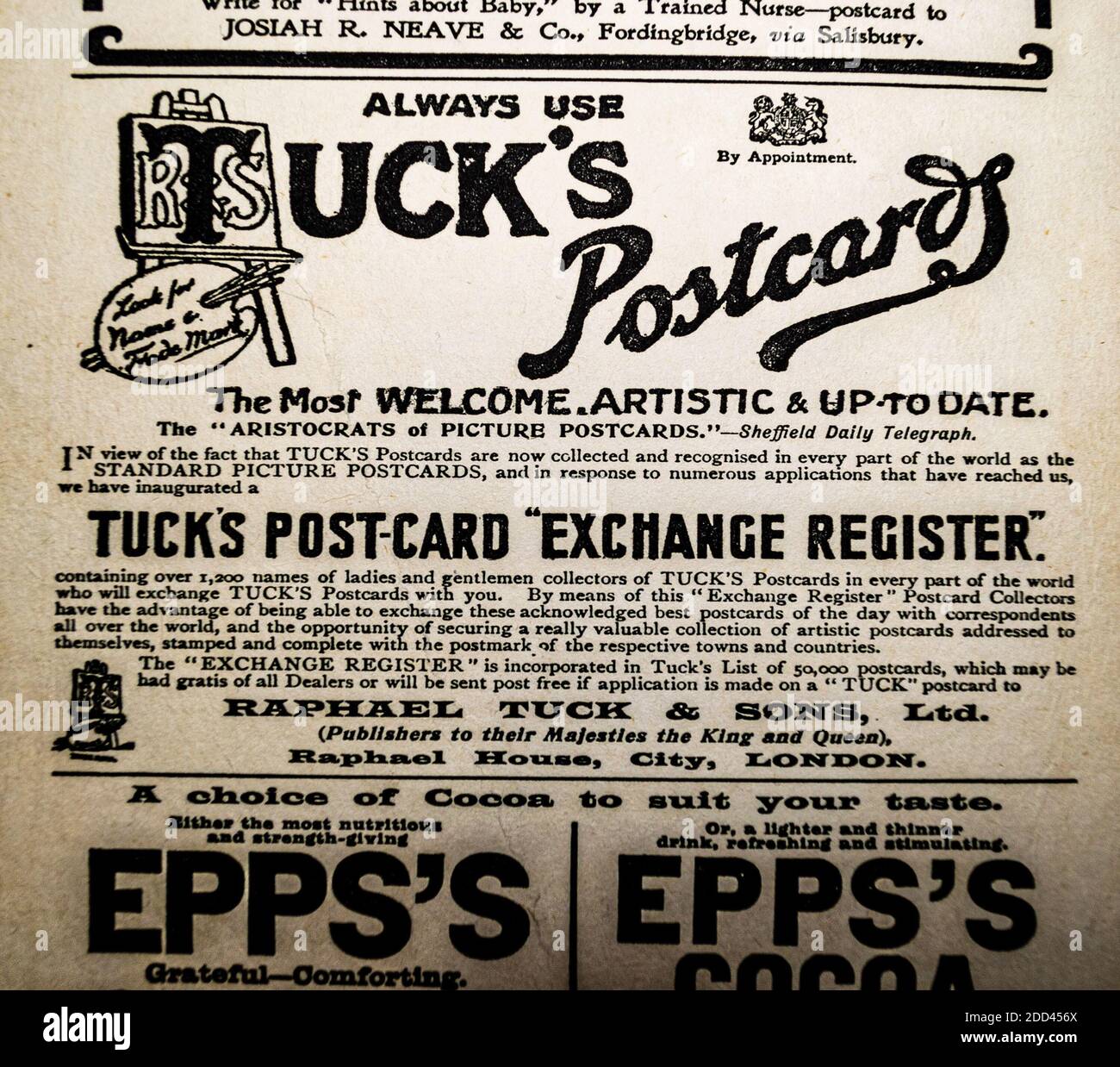 Tucks Postcards vintage advertisement circa 1905 Stock Photo - Alamy