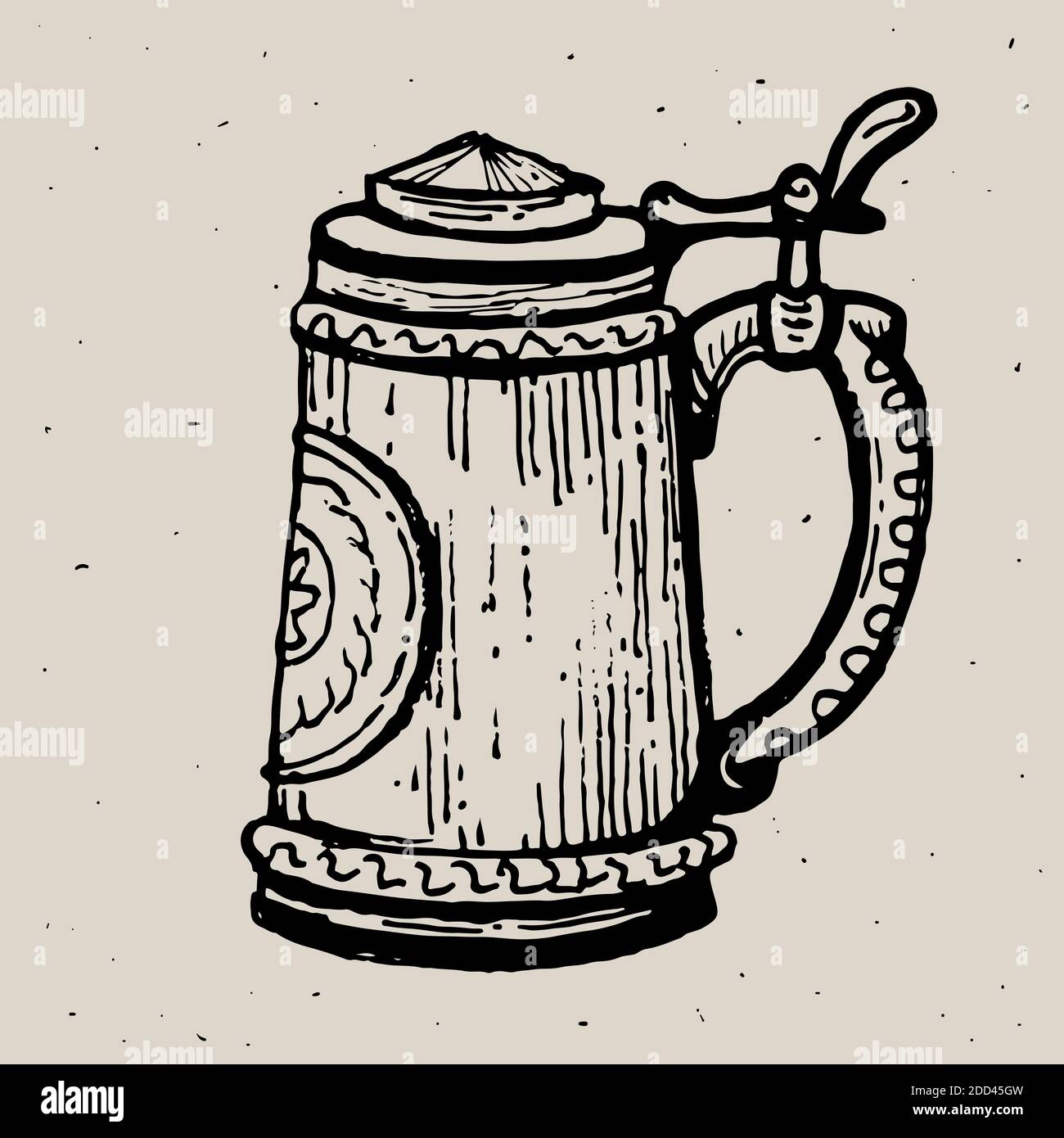 Retro style beer mug or glass engraving. Local brewery. Vintage vector ...