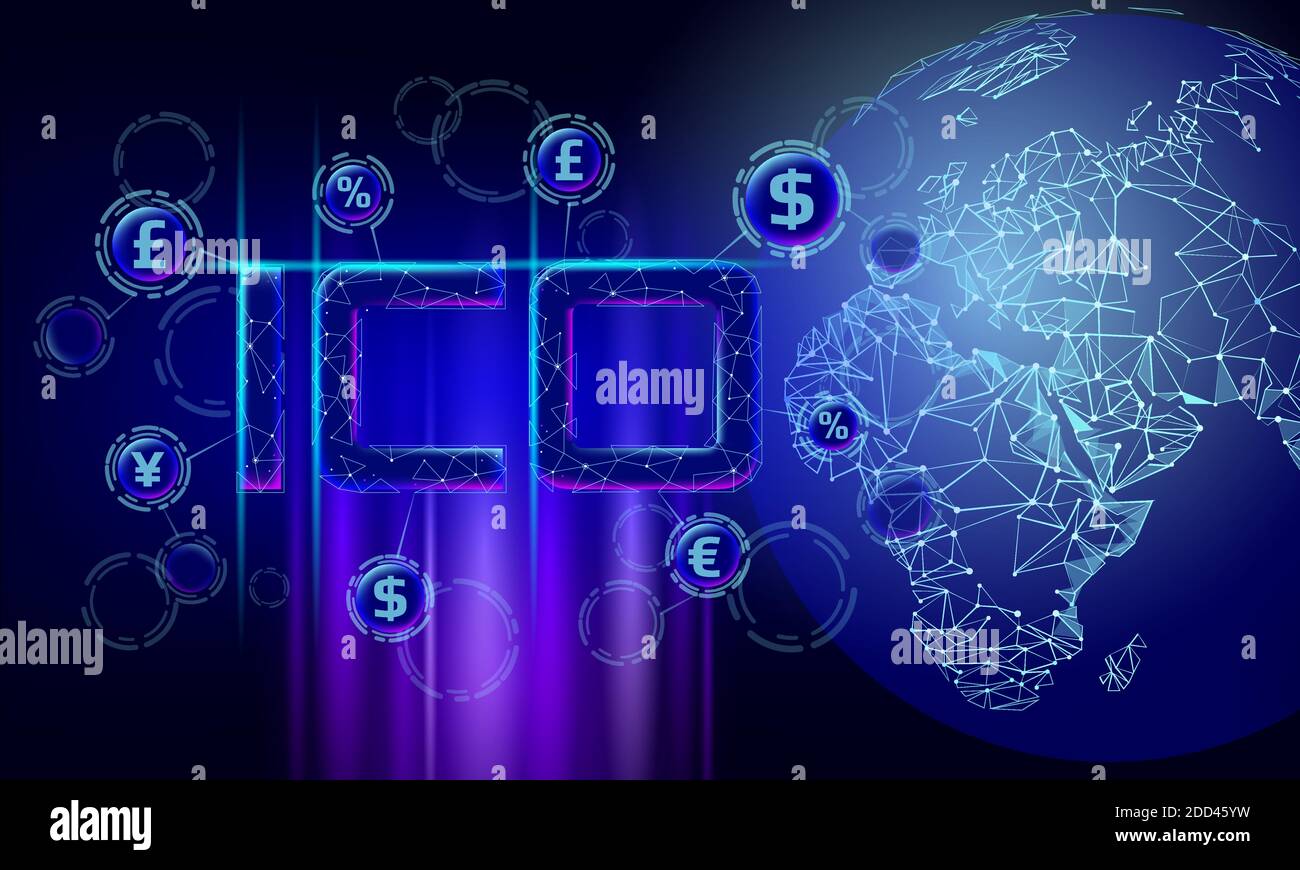Initial coin offering ICO letters technology concept. Business finance ...