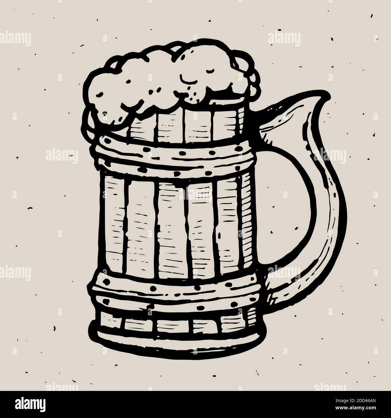 Retro style beer mug or glass engraving. Local brewery. Vintage vector ...