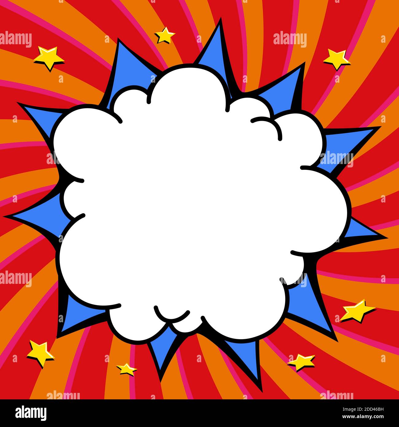 Pop art styled speech bubble template for your design. Clear empty boom ...