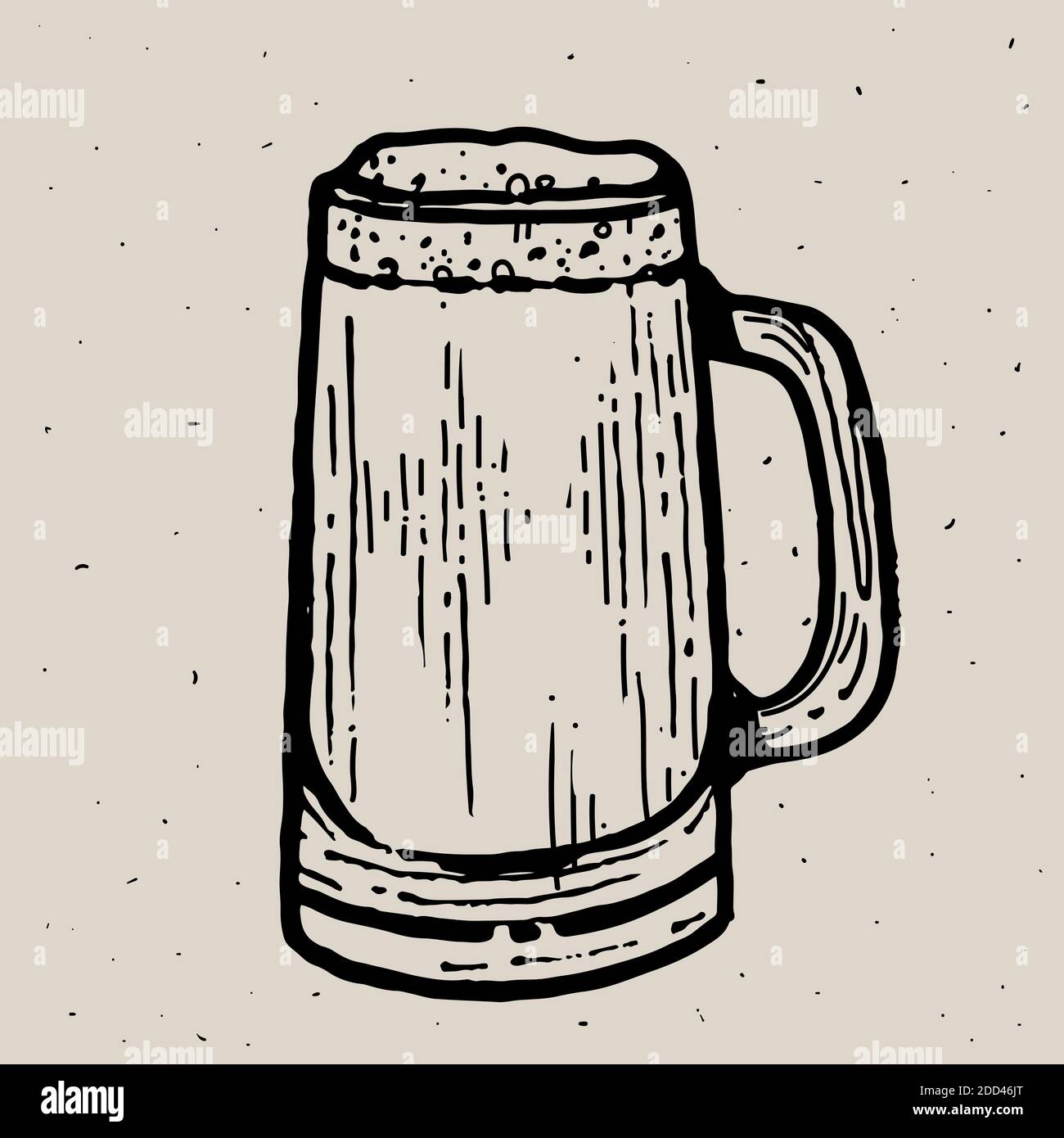 Retro style beer mug or glass engraving. Local brewery. Vintage vector ...