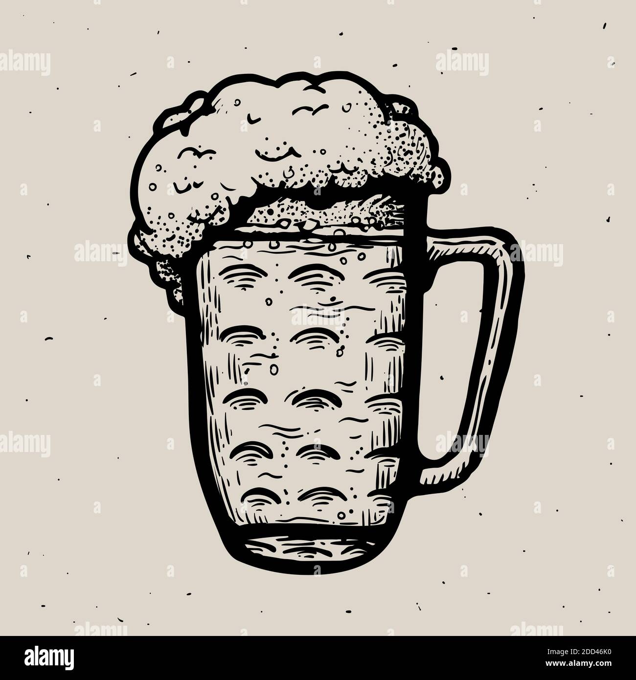 Retro style beer mug or glass engraving. Local brewery. Vintage vector ...