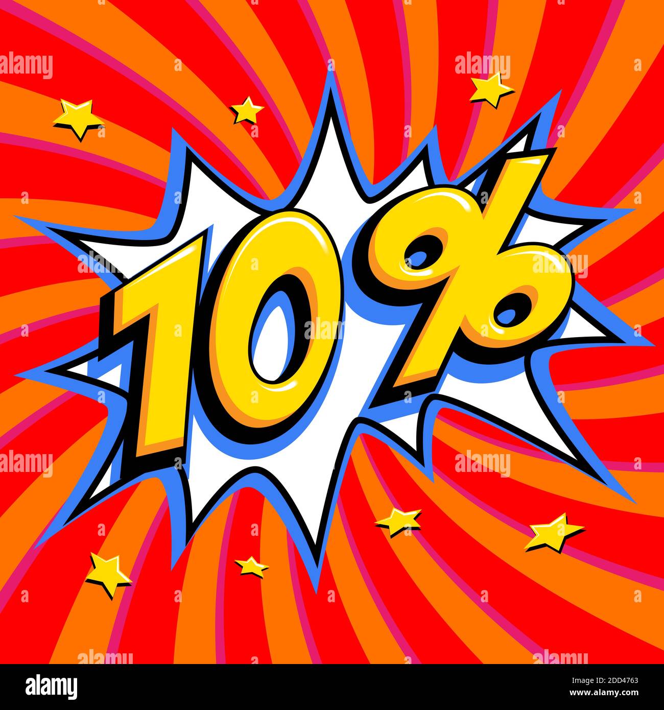 Red sale web banner. Sale ten percent 10 off on a Comics pop-art style ...