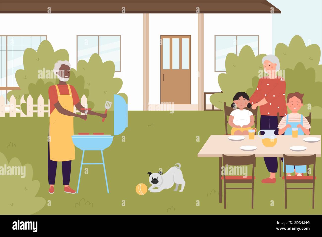 People bbq garden Stock Vector Images - Alamy