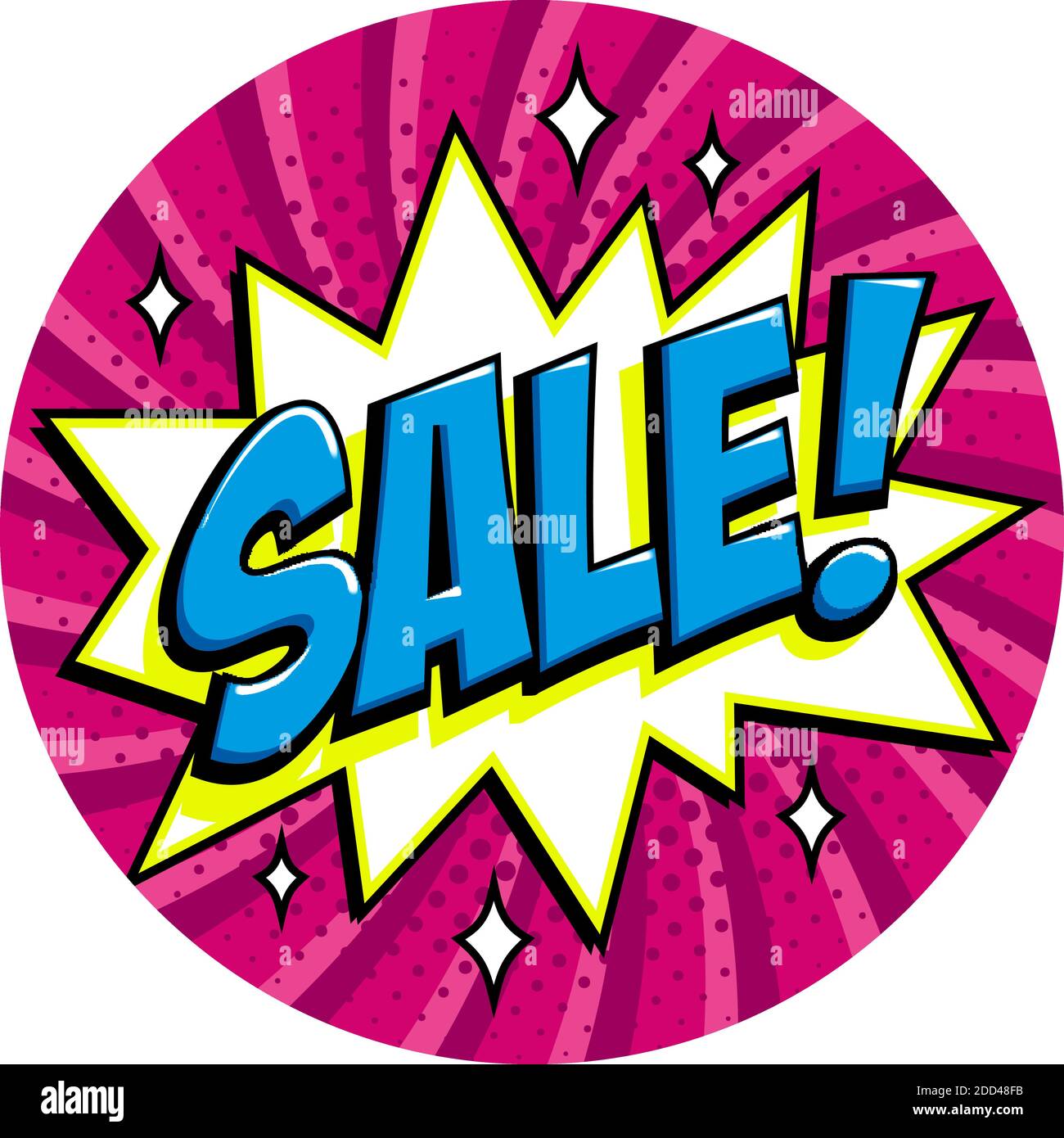 Round shape sale tag. Purple sale web banner. Pop art comic sale ...