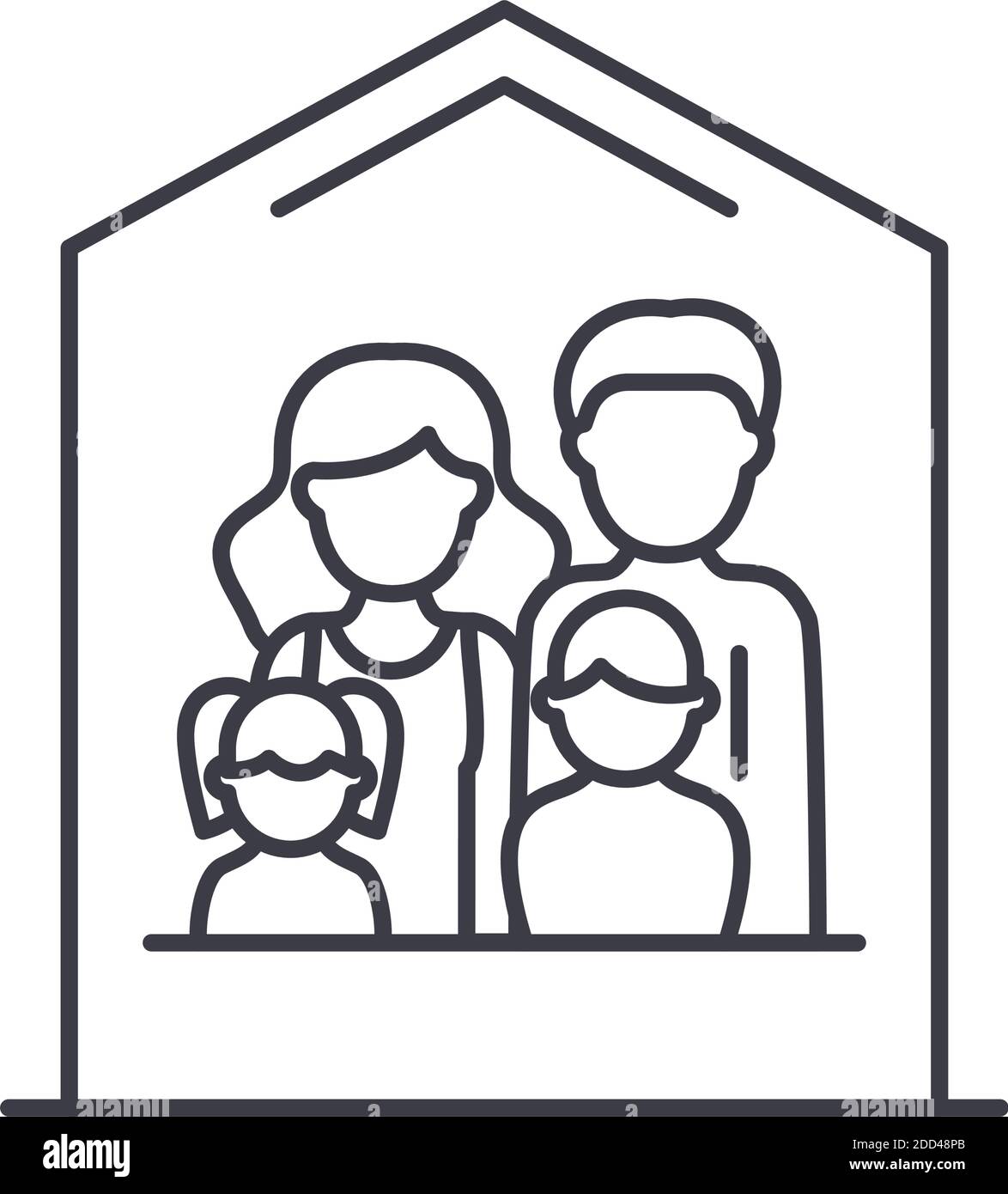 Family home icon, linear isolated illustration, thin line vector, web ...