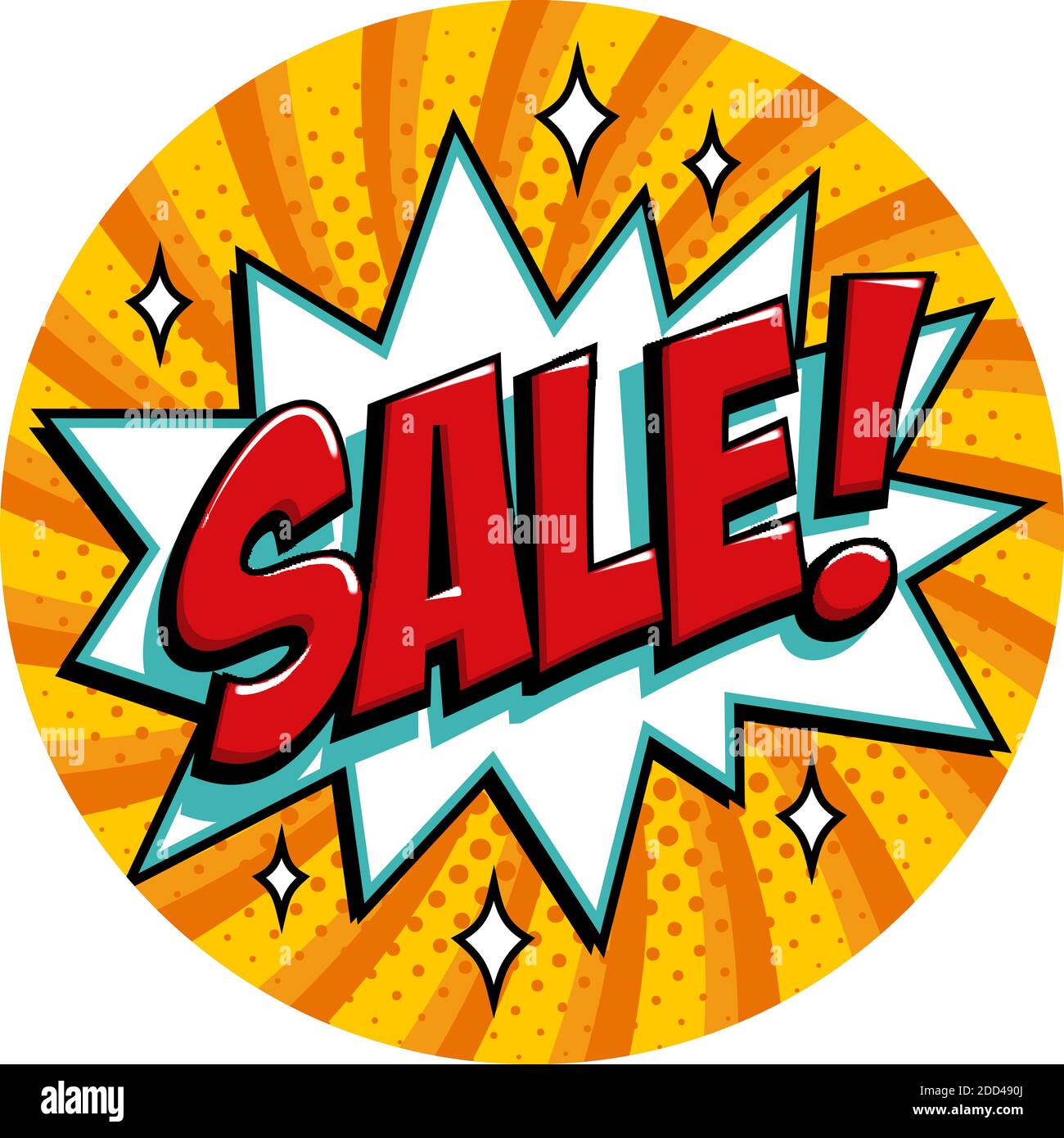 Round shape sale tag. Yellow sale web banner. Pop art comic sale ...