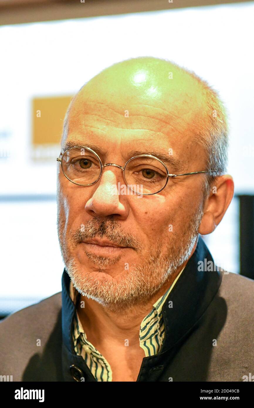 Orange CEO Stephane Richard (center) seen visiting the 'Orange Wifi ...