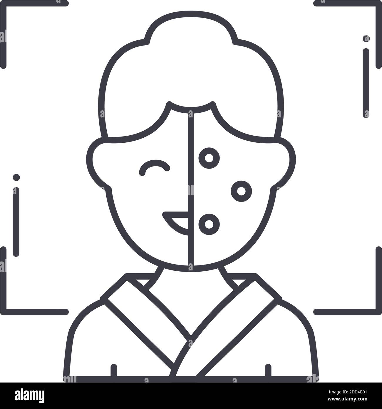Face recognition icon, linear isolated illustration, thin line vector ...