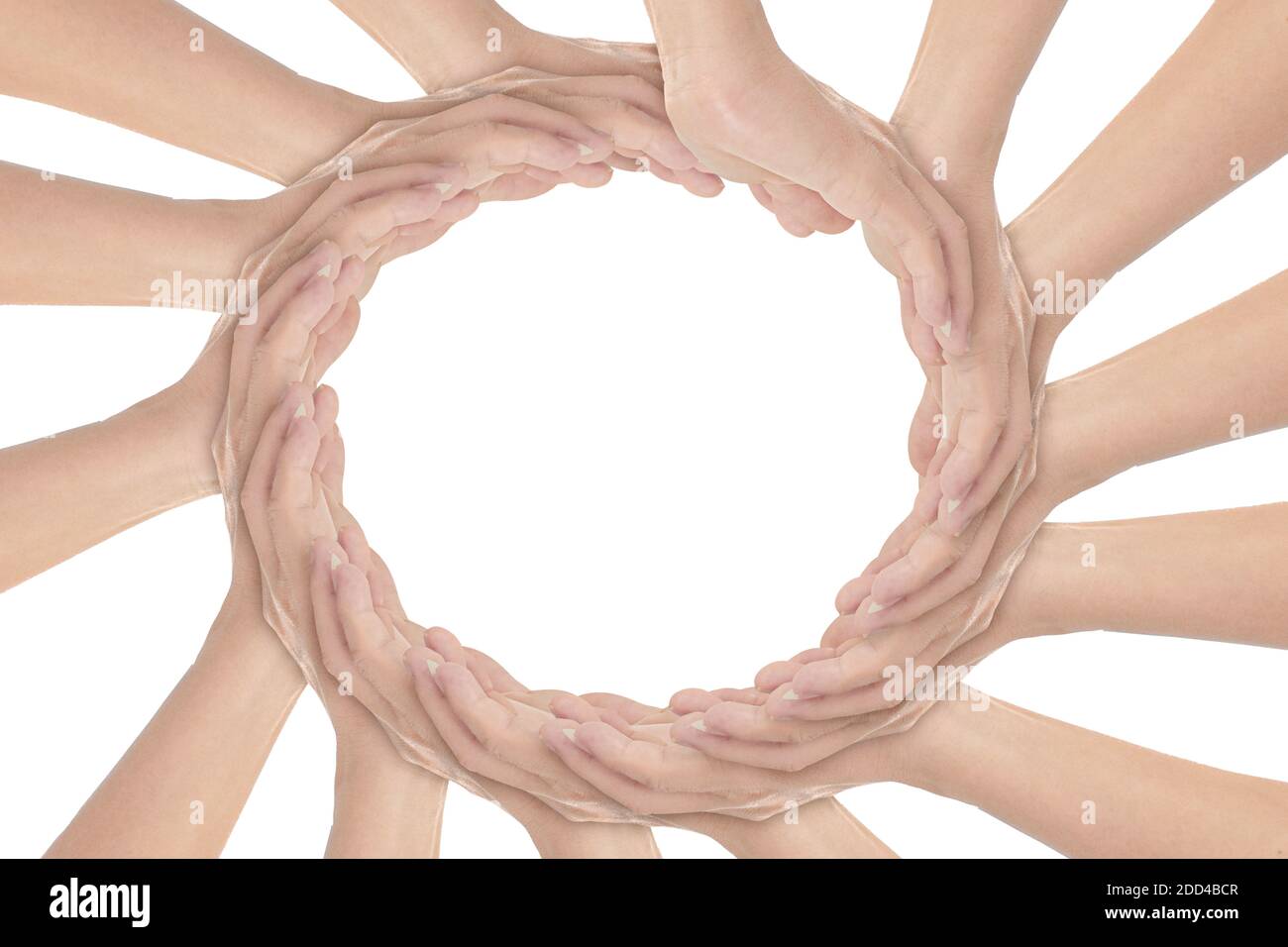 Hands surrounding making a circle isolated on white background Stock ...